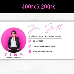 Customizable Email Signature Canva Template: Pink & Black Design for ...