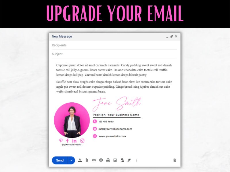 Customizable Email Signature Canva Template: Pink & Black Design for ...