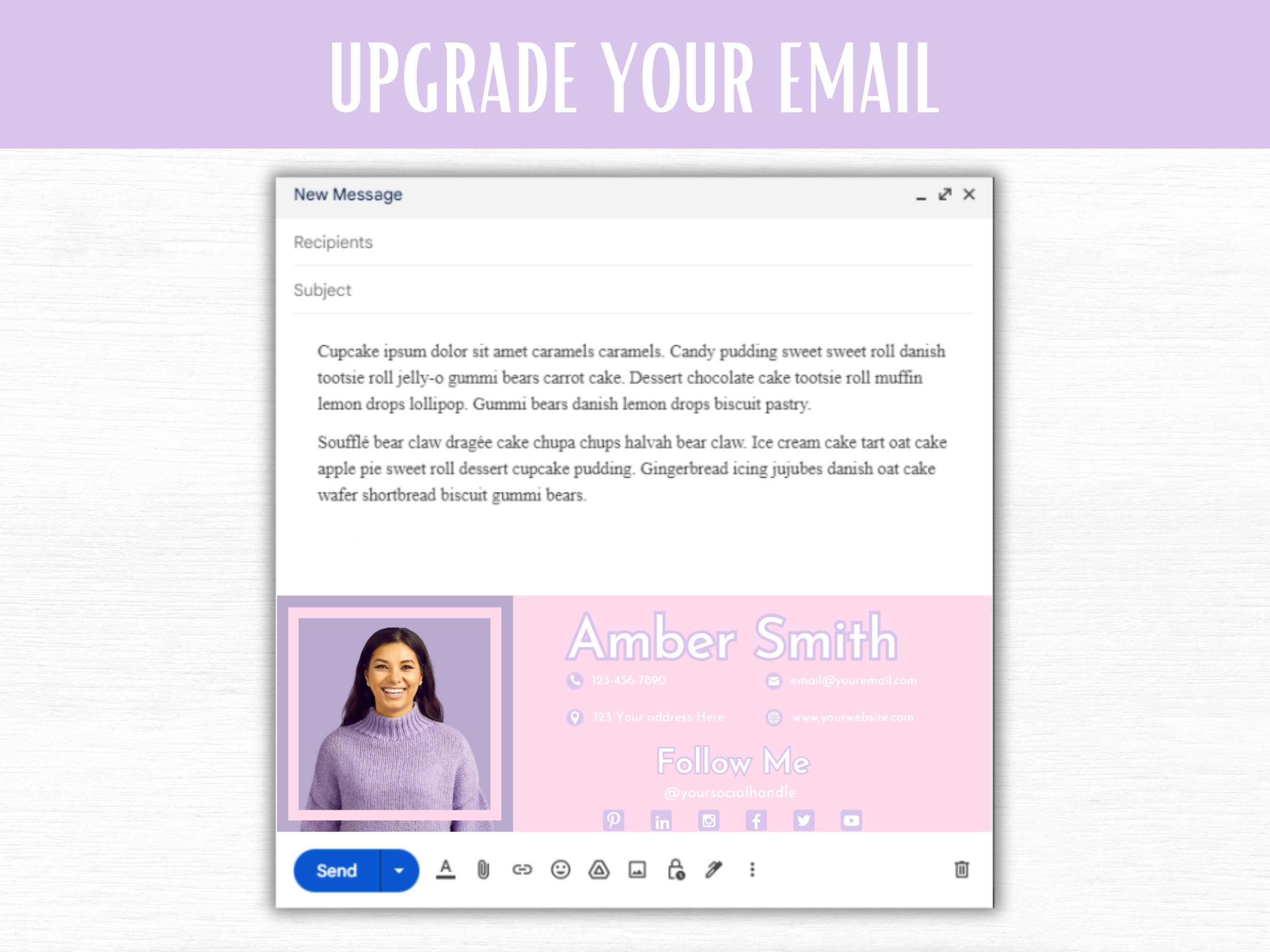 Email Signature Template Pink Edit in Canva for Business Branding ...