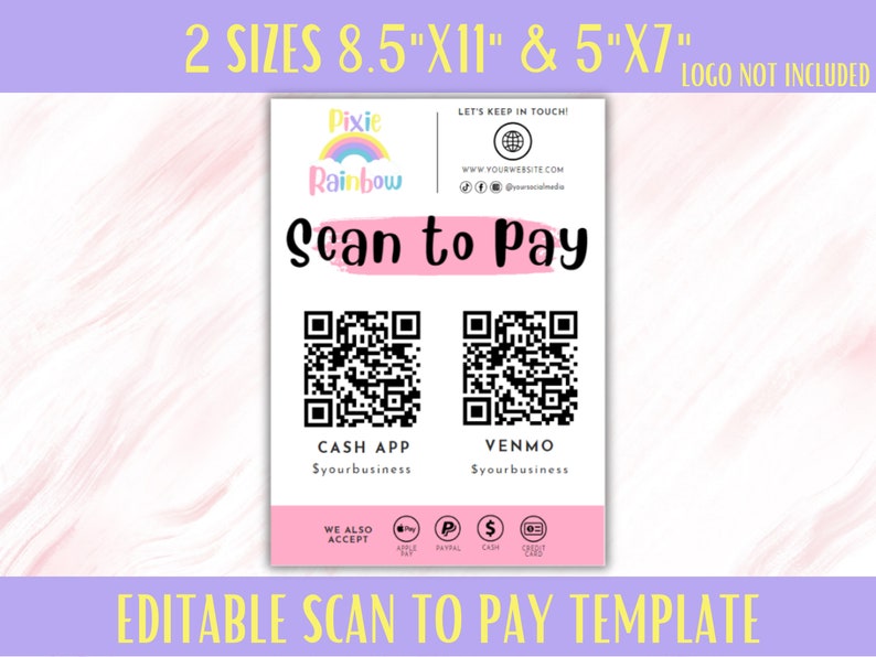 Pastel Scan to Pay QR Code Sign: Customizable Canva Template for ...