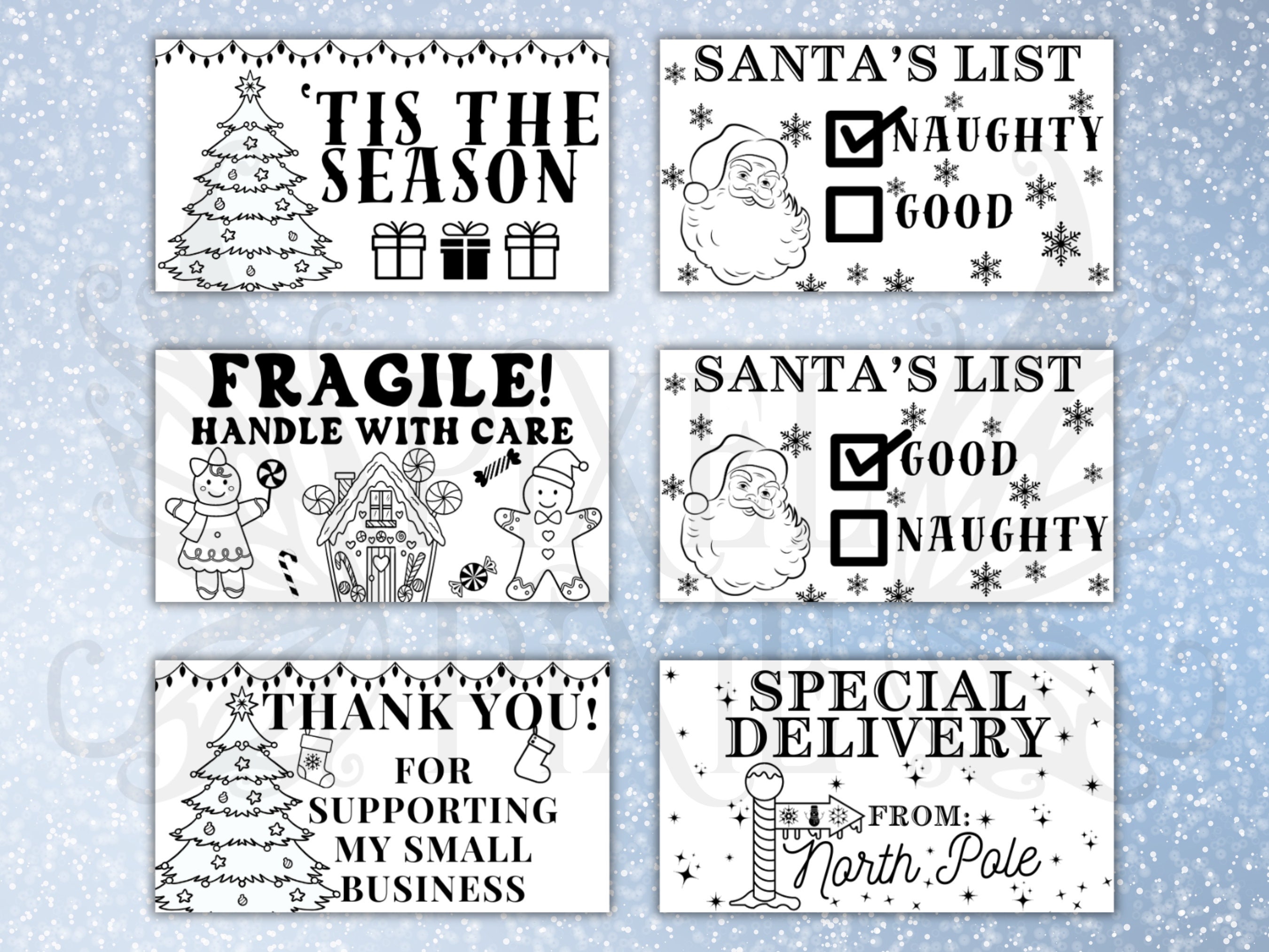 Christmas Thermal Label Bundle - Holiday Package Stickers - Small ...