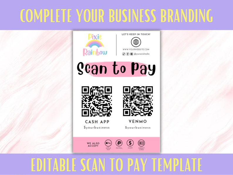 Pastel Scan to Pay QR Code Sign: Customizable Canva Template for ...
