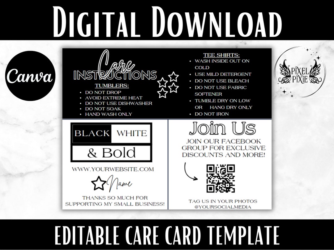 Editable Custom Care Card Small Business Canva Template Small Business ...