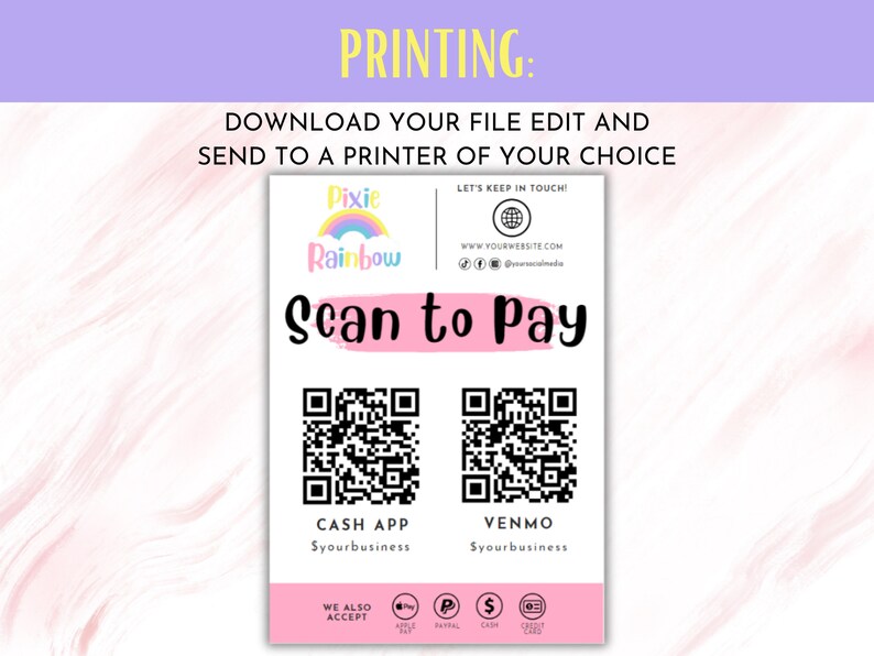 Pastel Scan to Pay QR Code Sign: Customizable Canva Template for Printable Payment Sign - Etsy