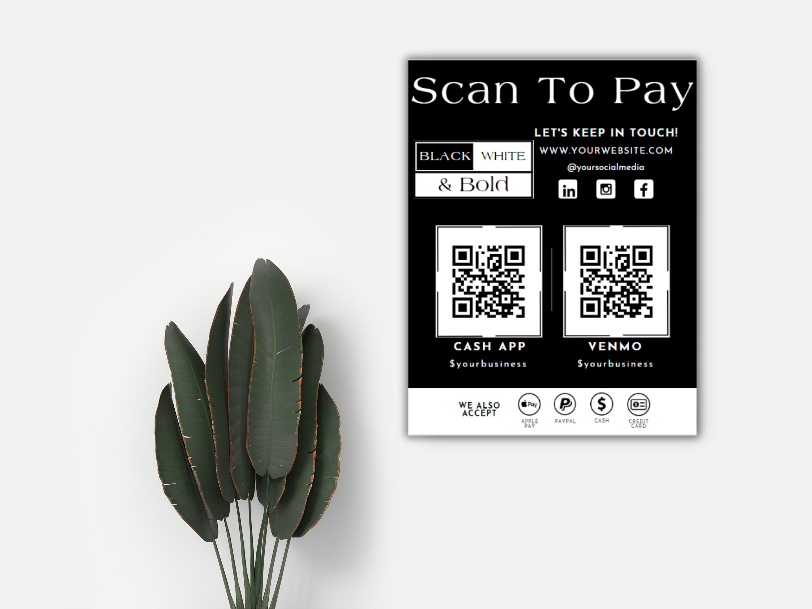 Editable Scan to Pay Template Custom QR Code Sign for Small Business ...