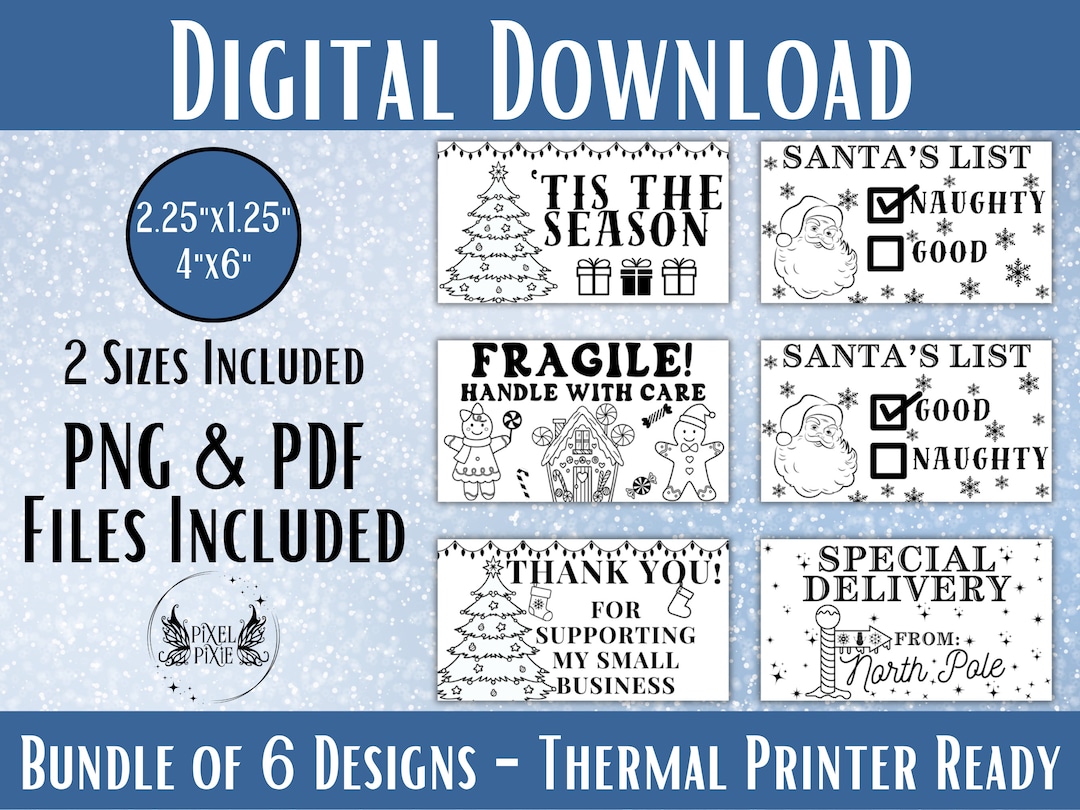 Christmas Thermal Label Bundle - Holiday Package Stickers - Small ...