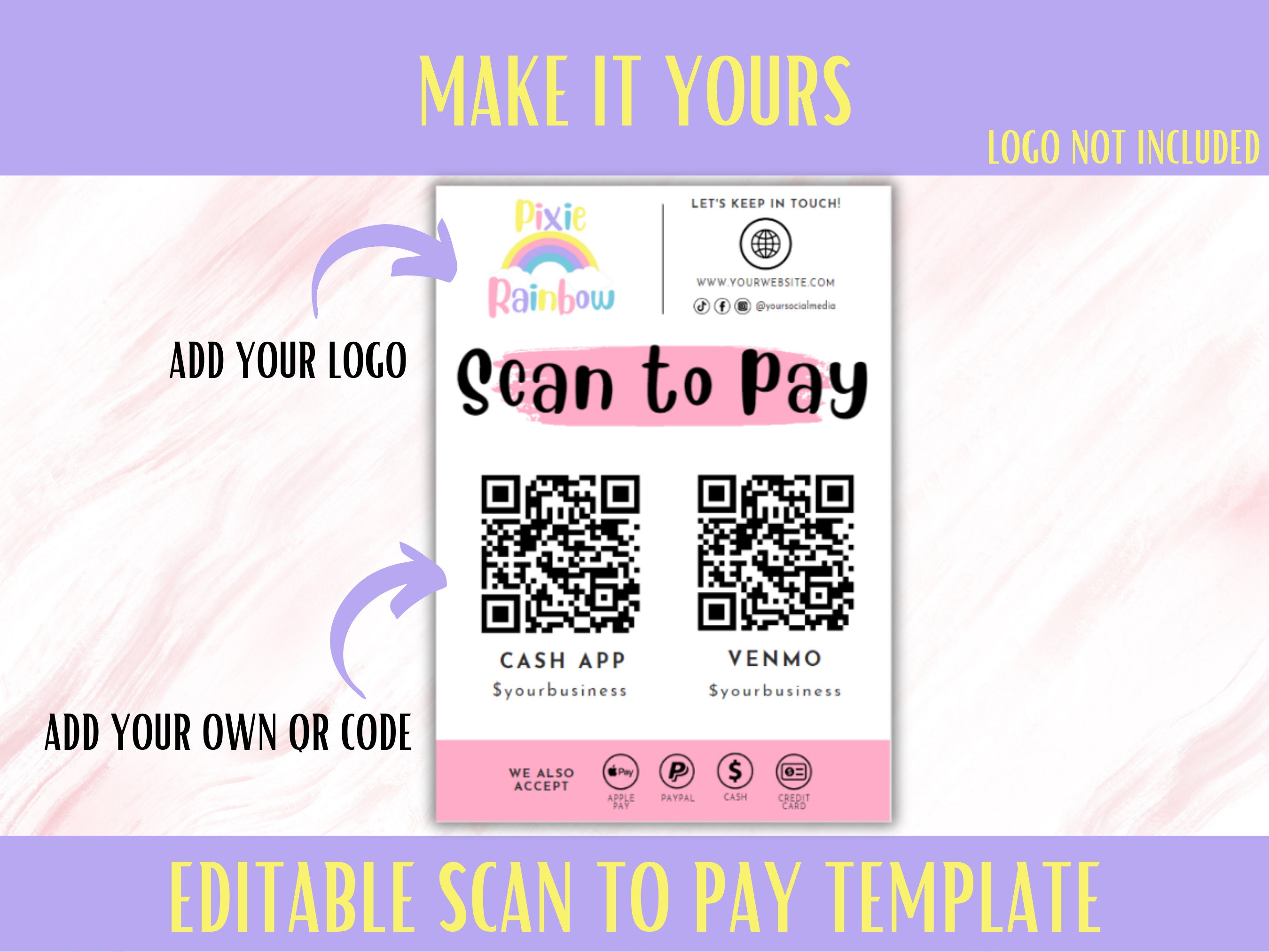 Pastel Scan to Pay QR Code Sign: Customizable Canva Template for ...