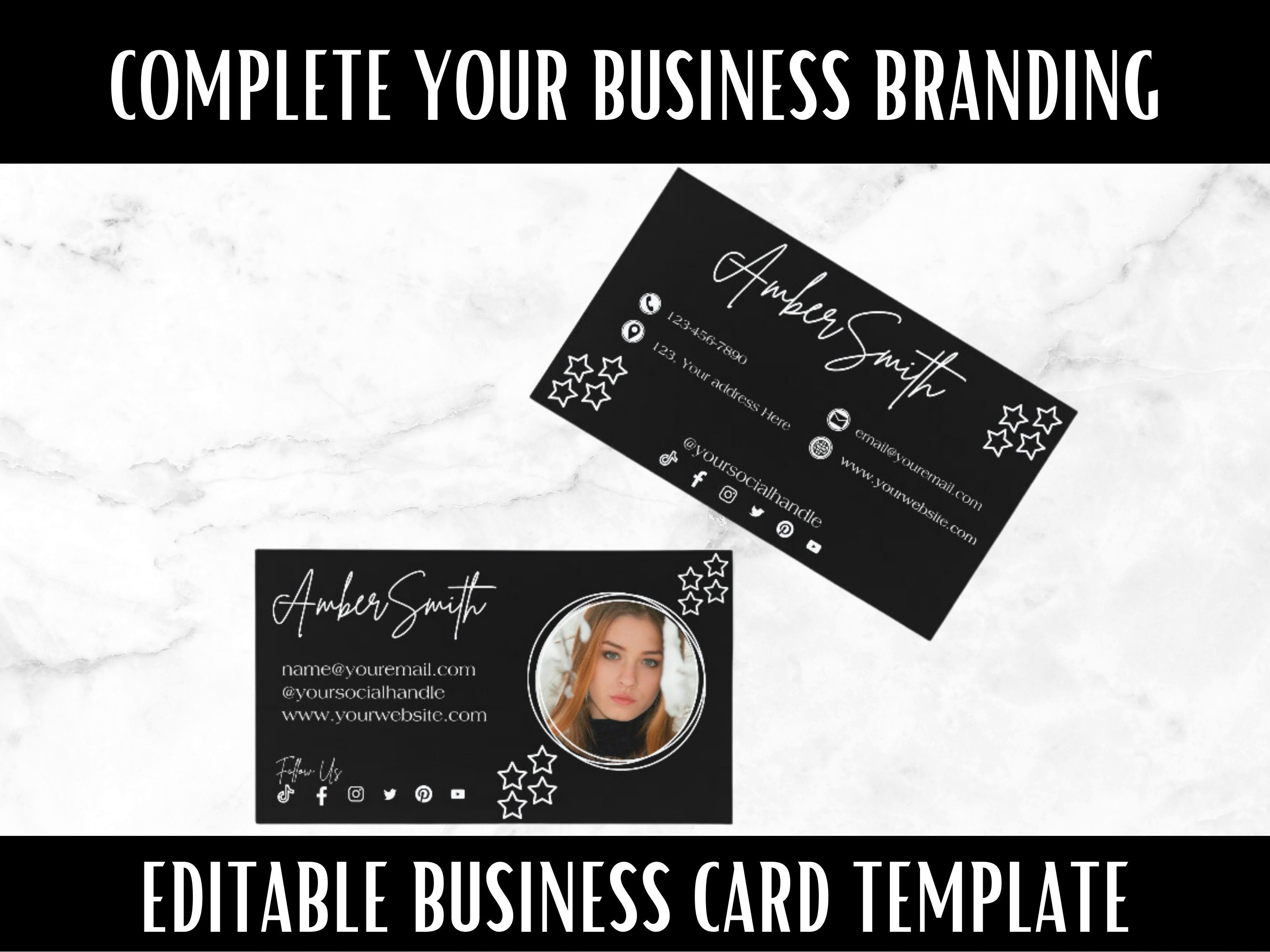 Minimalist Business Card Canva Template for Entrepreneurs and Small ...