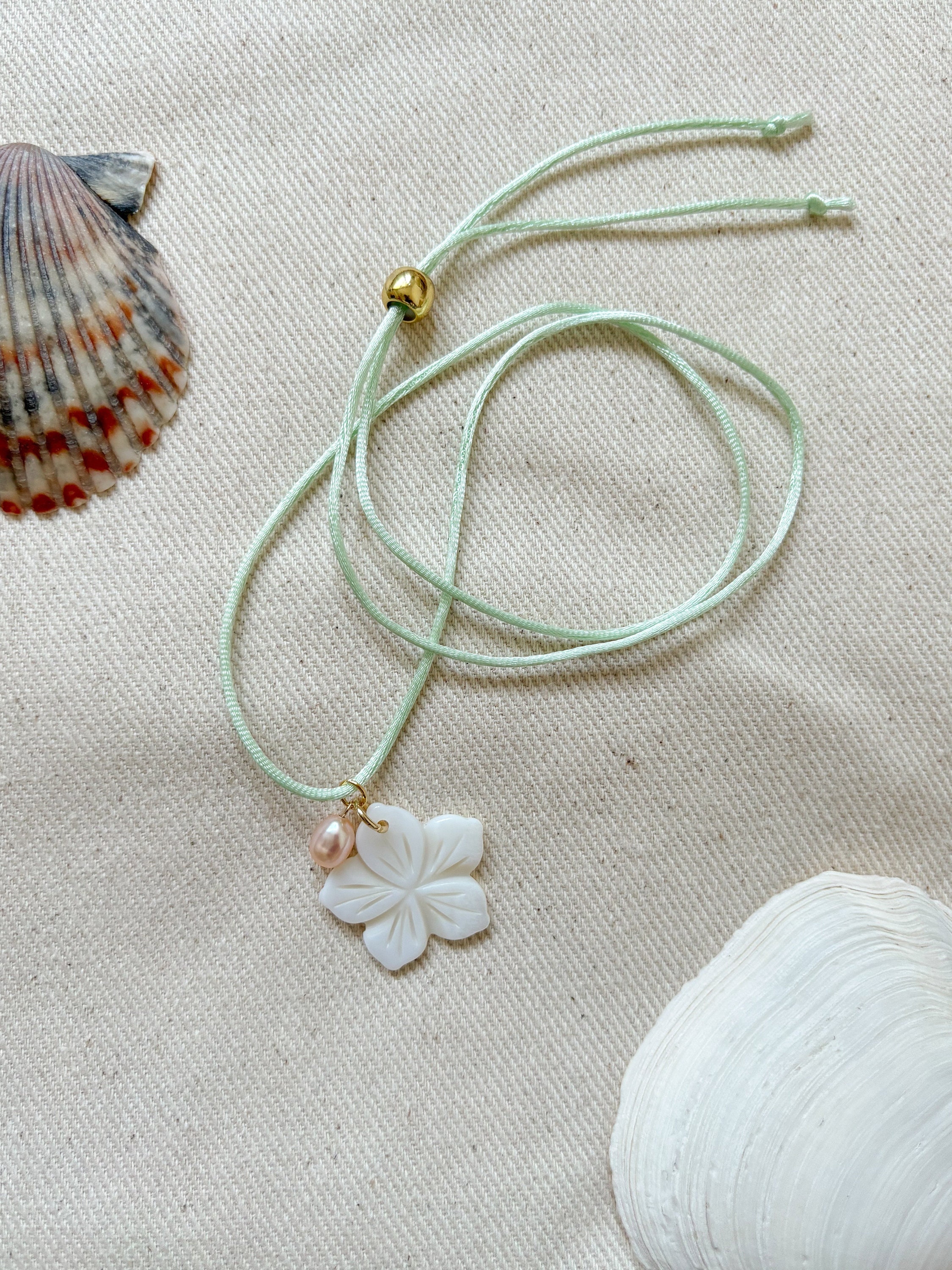 Hibiscus Shell Cord Necklace Trendy Shell Adjustable Cord Necklace - Etsy