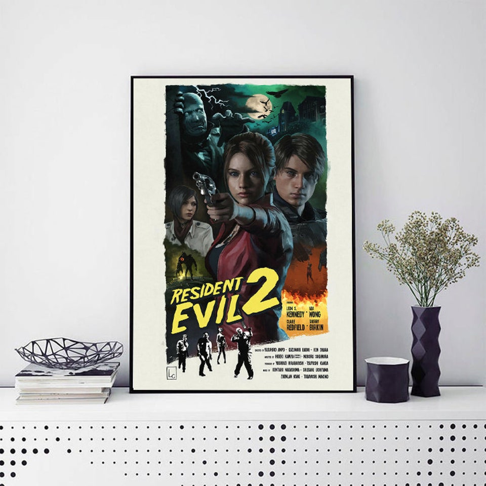 Resident Evil 2 Remake Poster, Movie Retro Style Wall Art, Resident ...