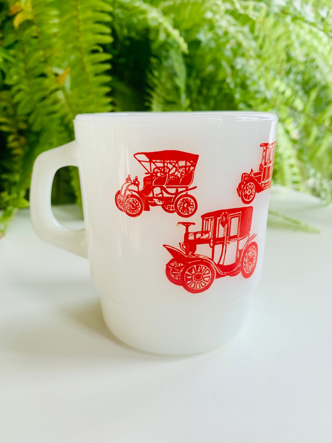 Vintage Anchor Hocking Fire King Stackable Glass Mugs, Vintage Motor ...