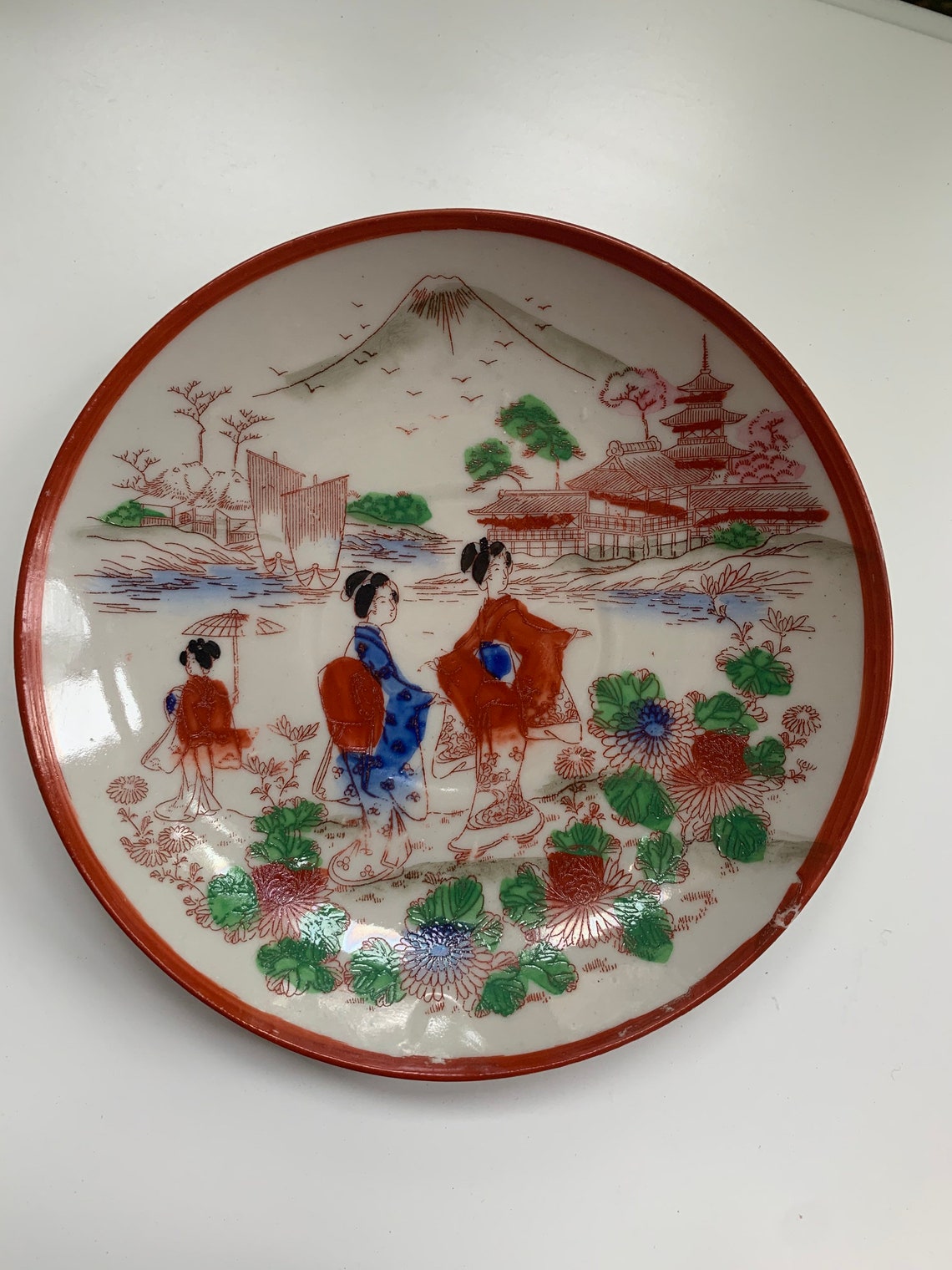 Vintage Lithophane Japanese Parasol Geisha Decorated Teacup Etsy