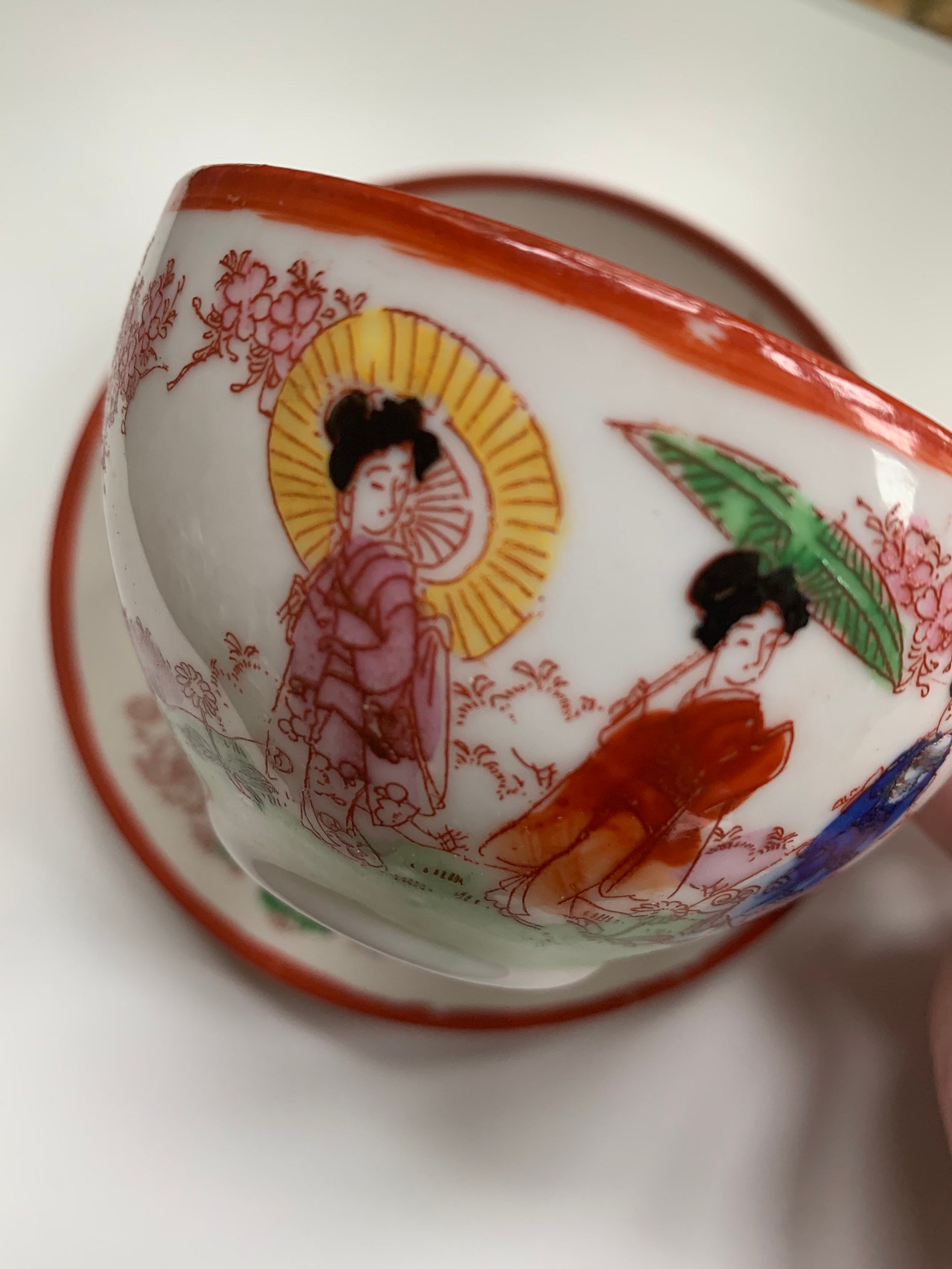 Vintage Lithophane Japanese Parasol Geisha Decorated Teacup Etsy