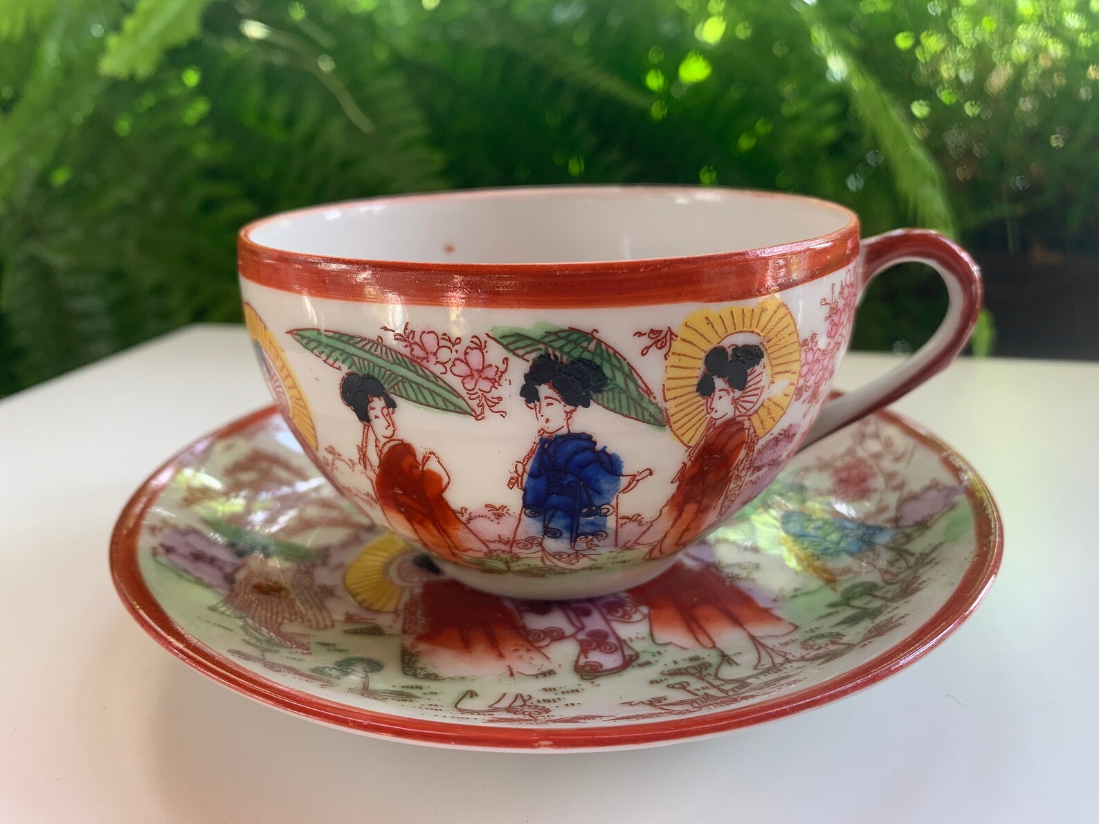 Vintage Lithophane Japanese Parasol Geisha Decorated Teacup Etsy