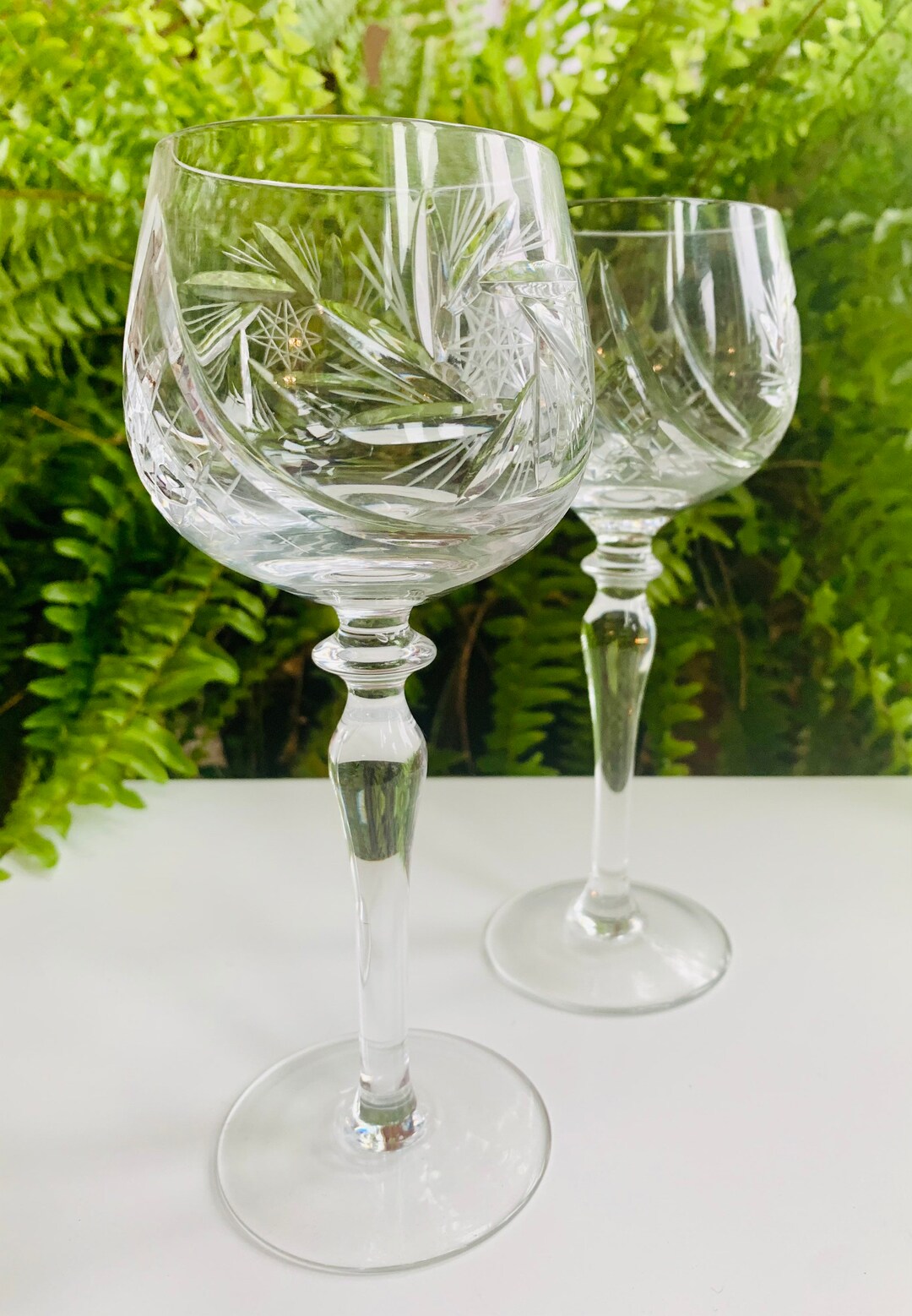 Vintage Pair Pinwheel Crystal Hock Wine Glasses - Etsy