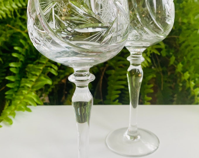 Vintage Pair Pinwheel Crystal Hock Wine Glasses - Etsy