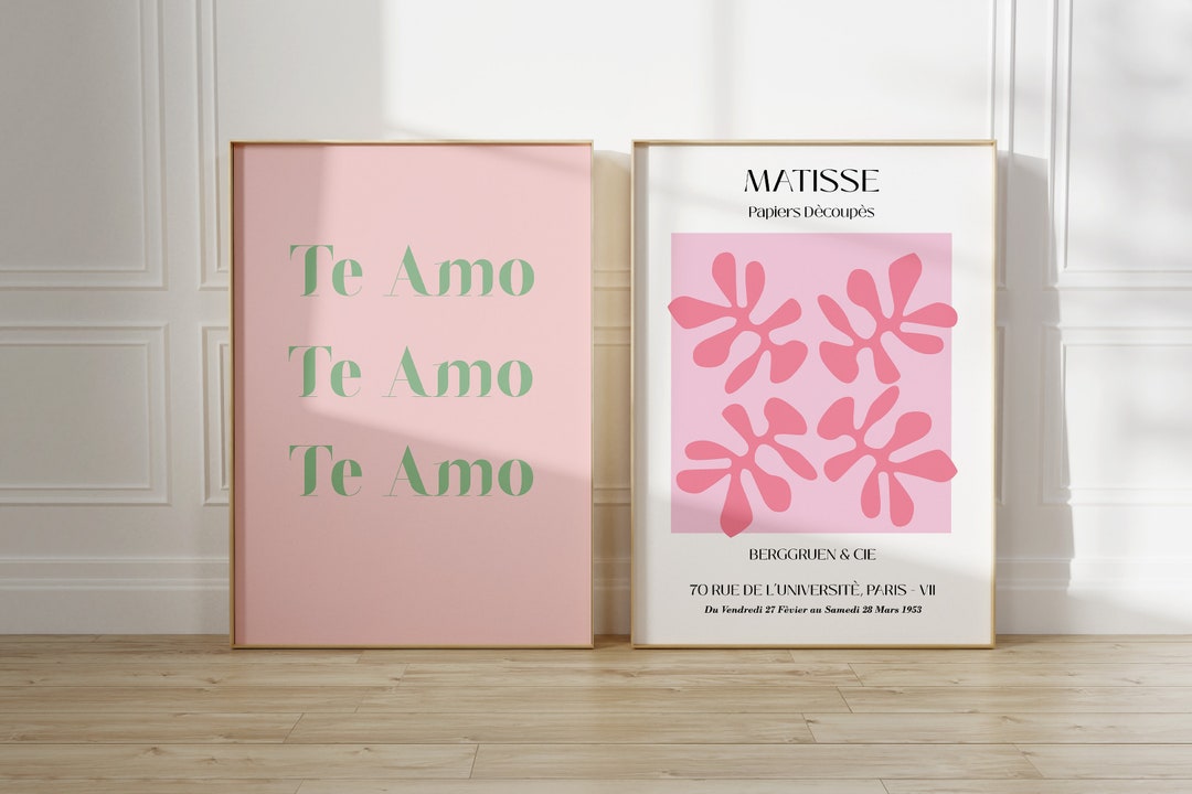 Te Amo I Love You Matcha Pink Art Print Bohemian Art Print I Love You ...