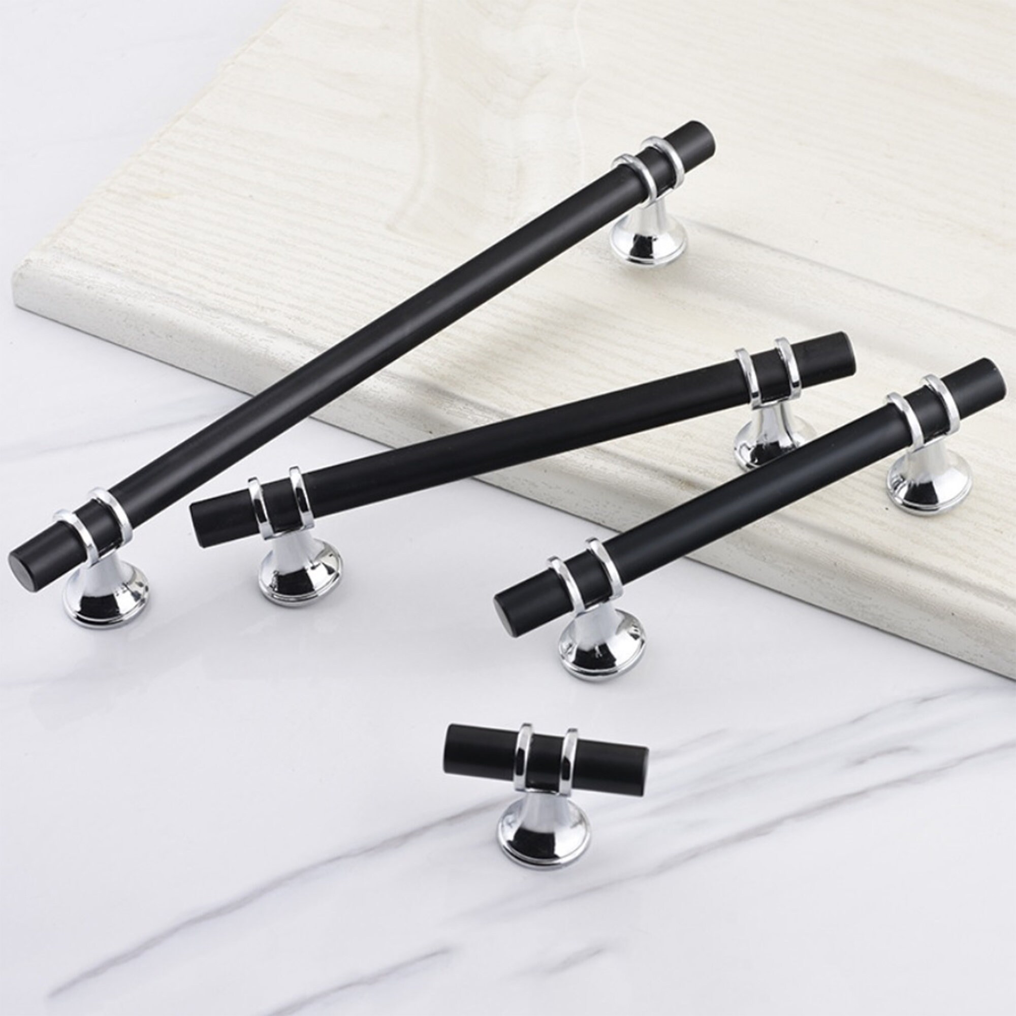 Long Black Chrome Cabinet Pulls /modern Cabinet Pulls T - Etsy