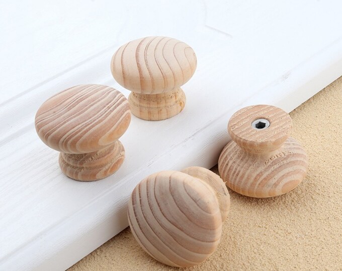 Wood Knobs Handles Cupboard Drawer Pulls Durable Wardrobe Knob Compact Cabinet Knobs Round ...