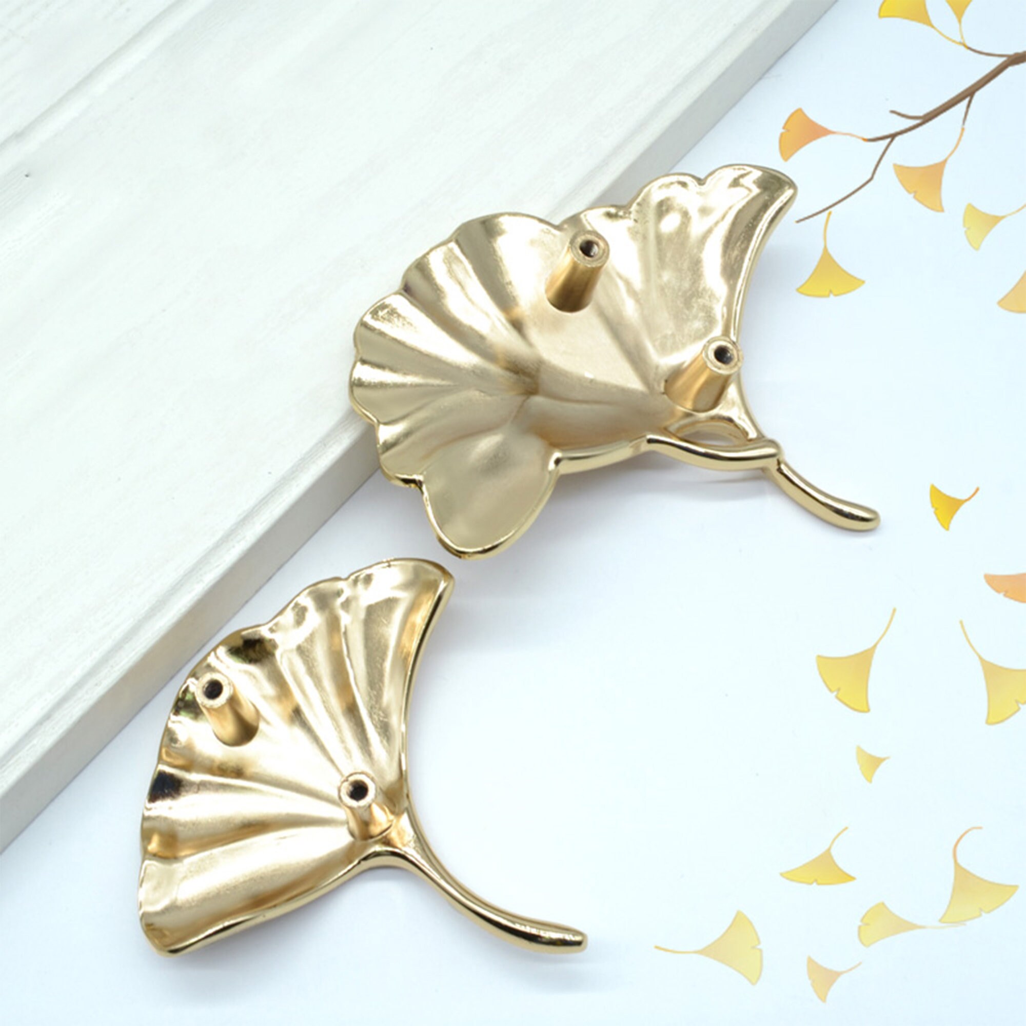 Nordic Gold Ginkgo Leaf Knob Handles /leaf Cabinet Pulls | Etsy