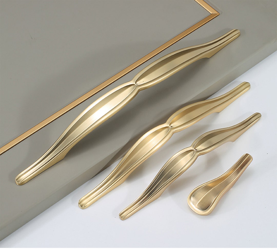 Gold Long Leaf Knob/copper Leaf Drawer Pulls/gold Leaf Cabinet Pulls ...