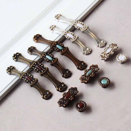 Antique Bronze Asian Cabinet Door Pulls Vintage Kitchen Drawer - Etsy