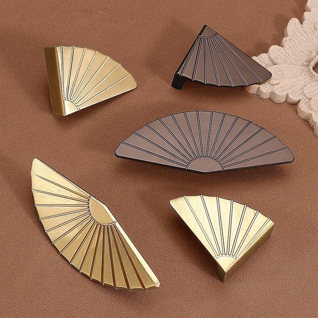 1.25" 2.5" Asian Fan Cabinet Pulls Handles Copper Kitchen Drawer Flat ...
