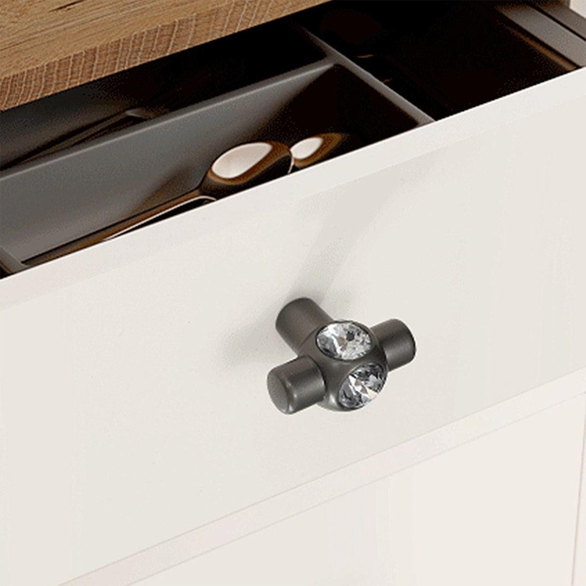 Grey Crystal Cabinet Handles Knobs Pulls Glass Drawer Knobs | Etsy