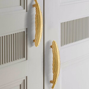 Solid Brass Leaf Drawer Pulls/pure Copper Leaf Knob /gold Leaf Cabinet Pulls Handle /leaf ...