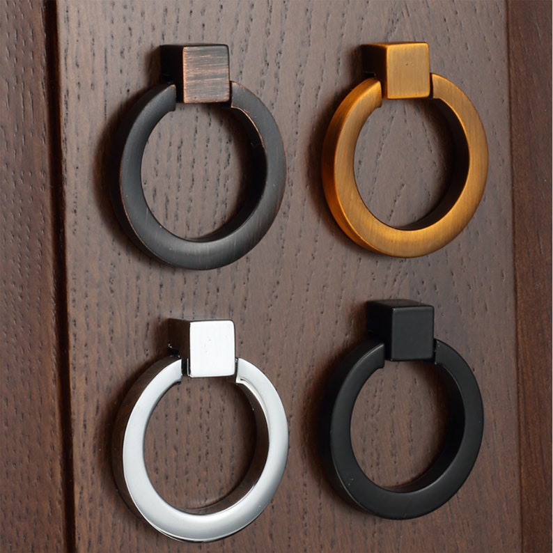 1.57black Bronze Chrome Drop Ring Pull Cabinet Pulls - Etsy