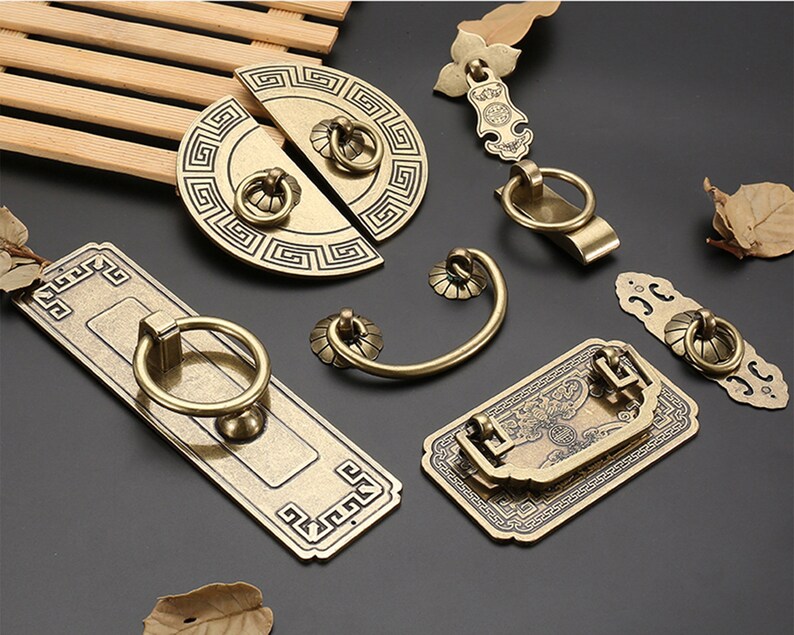 Antique Bronze Asian Cabinet Door Pulls Vintage Kitchen Drawer - Etsy