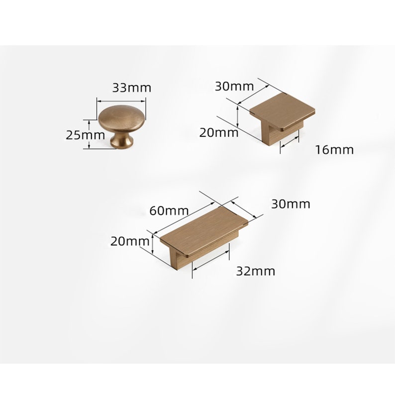 Brushed Bronze Rectangle Cabinet Door Handles Pulls Dresser - Etsy