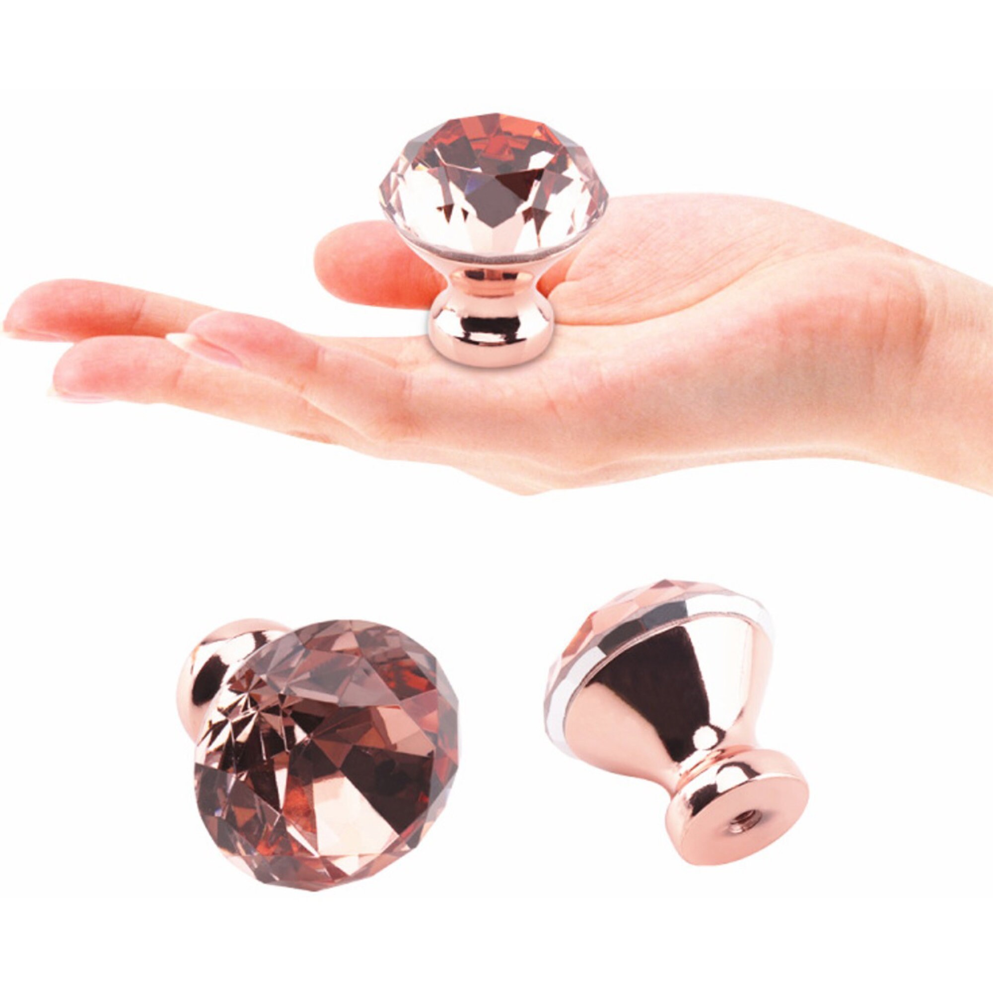 Rose Gold Glass Cabinet Knob /crystal Cabinet Knob /crystal - Etsy