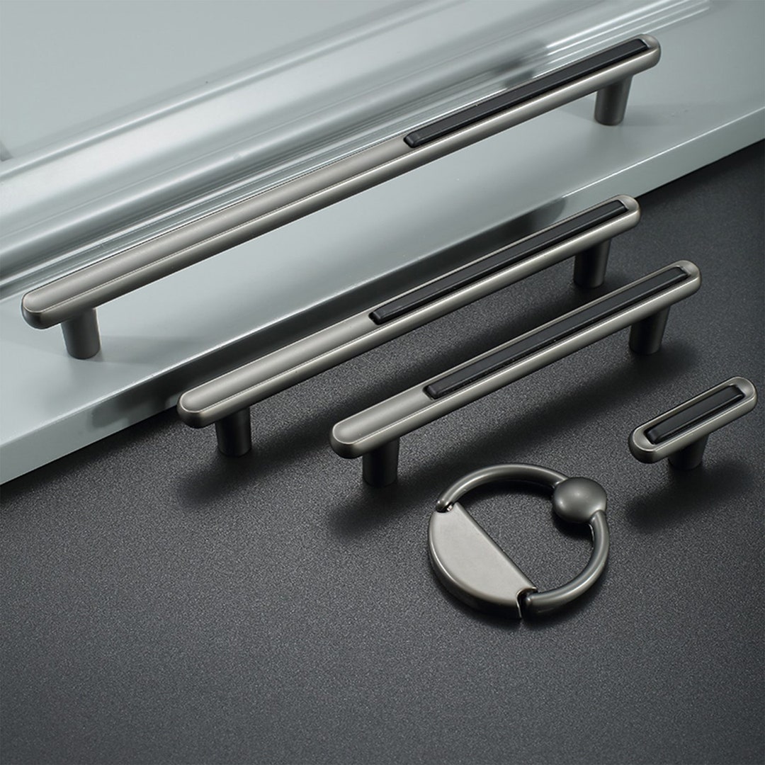 5" 7.56" Gray Black Long Gray Black Cabinet Handles Pulls Knobs Drawer ...