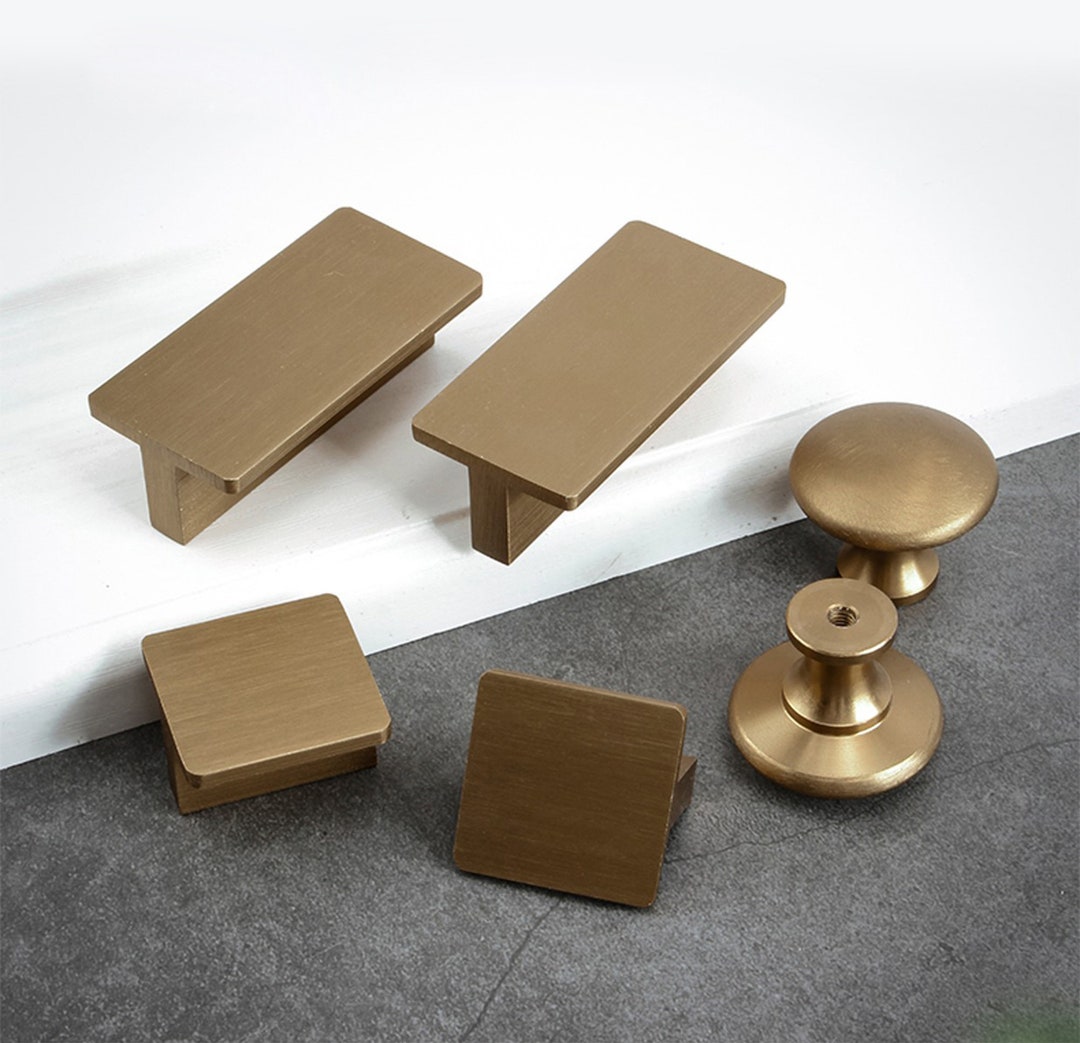 Brushed Bronze Rectangle Cabinet Door Handles Pulls Dresser Handles ...