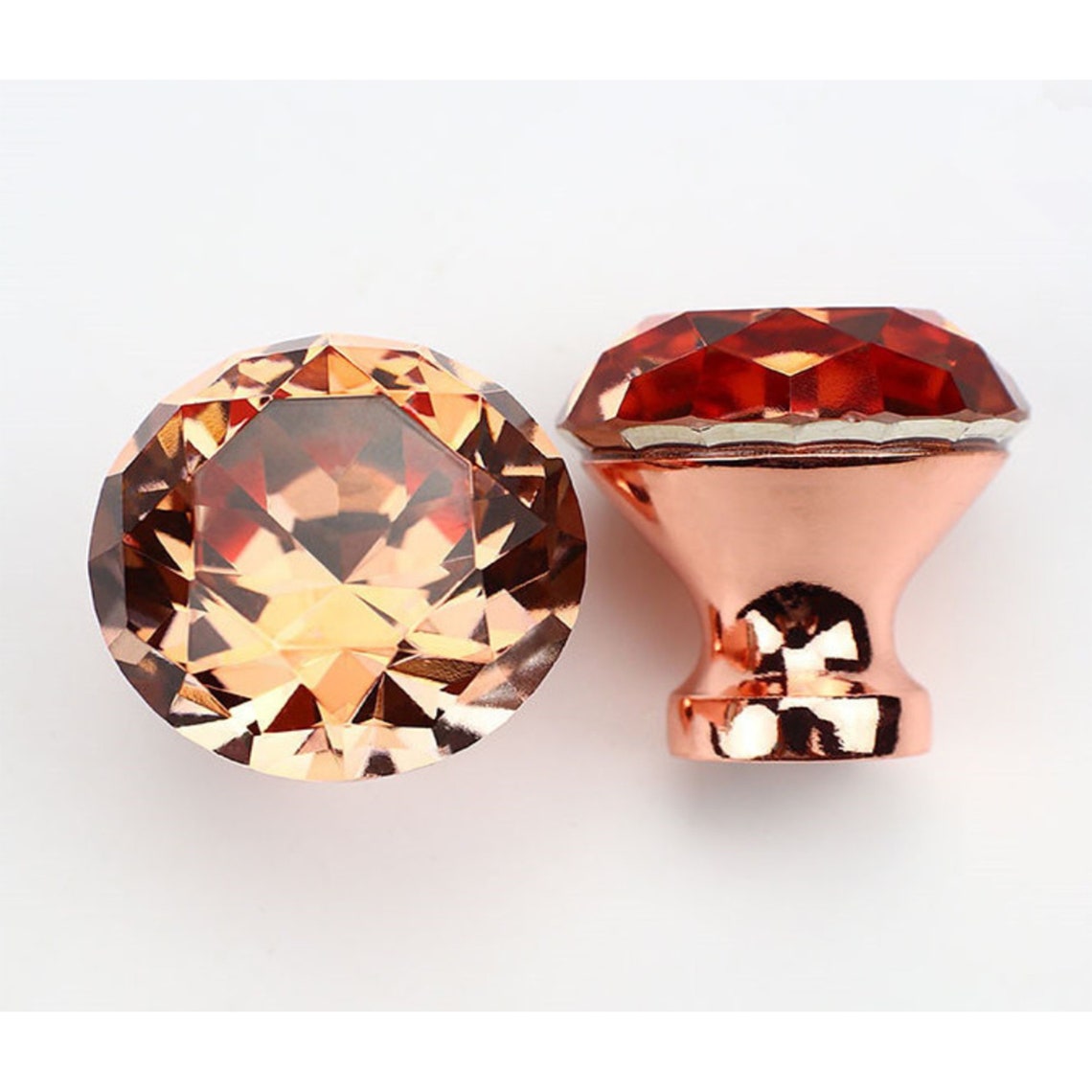 Rose Gold Glass Cabinet Knob /crystal Cabinet Knob /crystal - Etsy