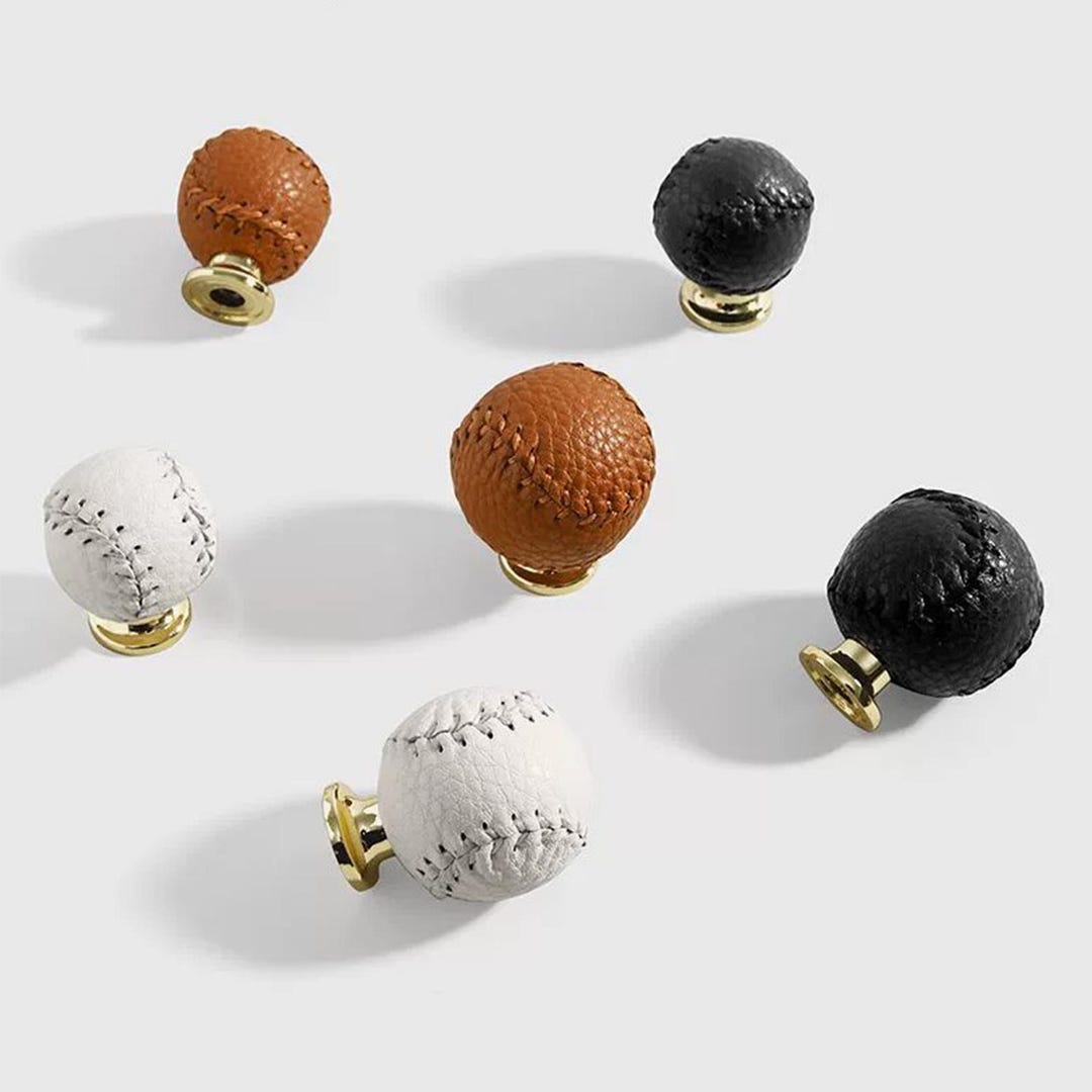 1.06" 1.26" Leather Ball Cabinet Door Handle Leather Modern Wardrobe Door Knob Brown Leather ...