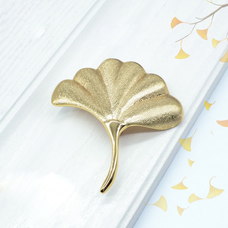 Nordic Gold Ginkgo Leaf Knob Handles /leaf Cabinet Pulls - Etsy