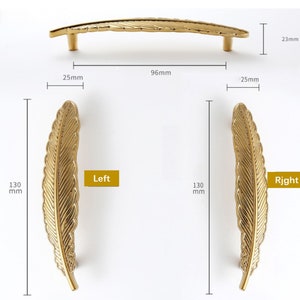 Solid Brass Leaf Drawer Pulls/pure Copper Leaf Knob /gold Leaf Cabinet Pulls Handle /leaf ...