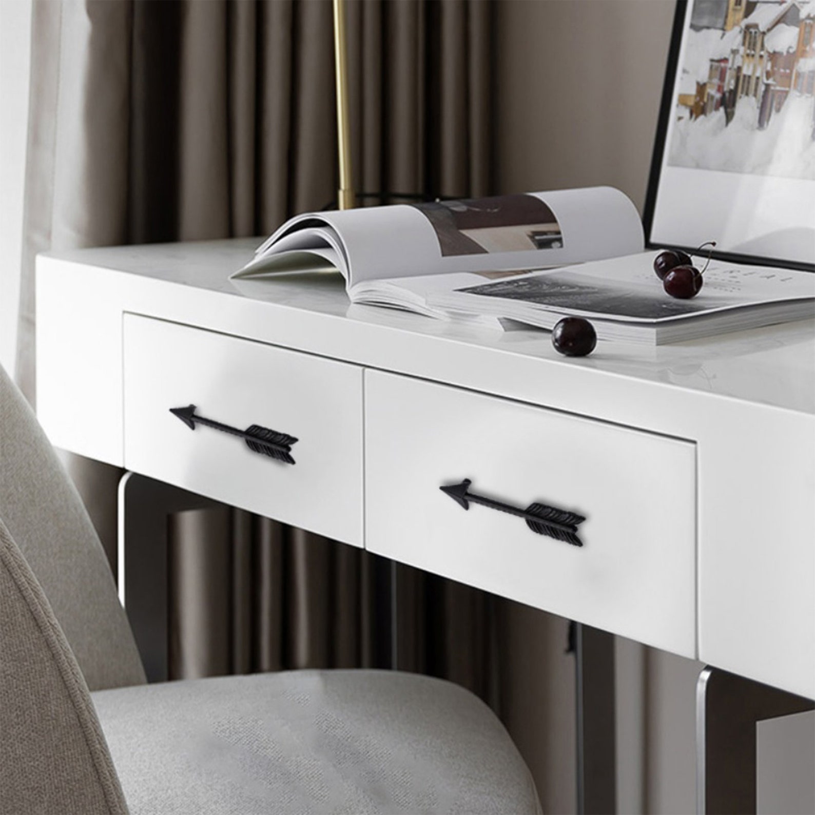 3.78 5 Black Gold Iron Arrow Handles Pulls | Etsy