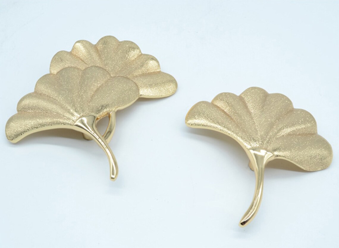 Nordic Gold Ginkgo Leaf Knob Handles /leaf Cabinet Pulls - Etsy