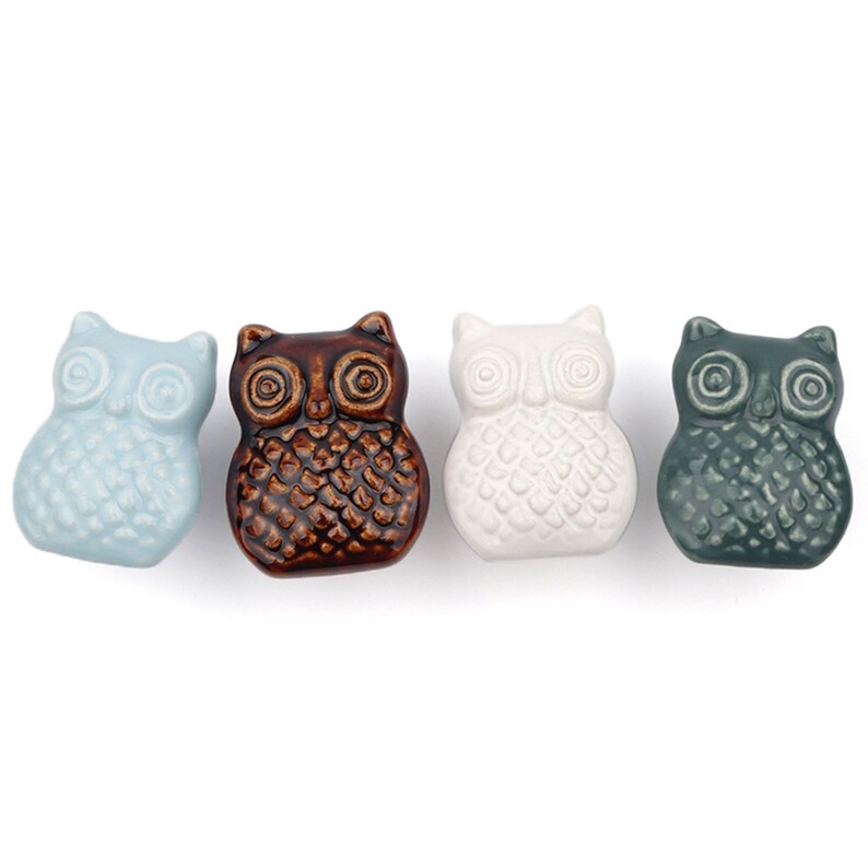Ceramic Owl Cartoon Kids Room Drawer Knobs Drawer Pulls - Etsy