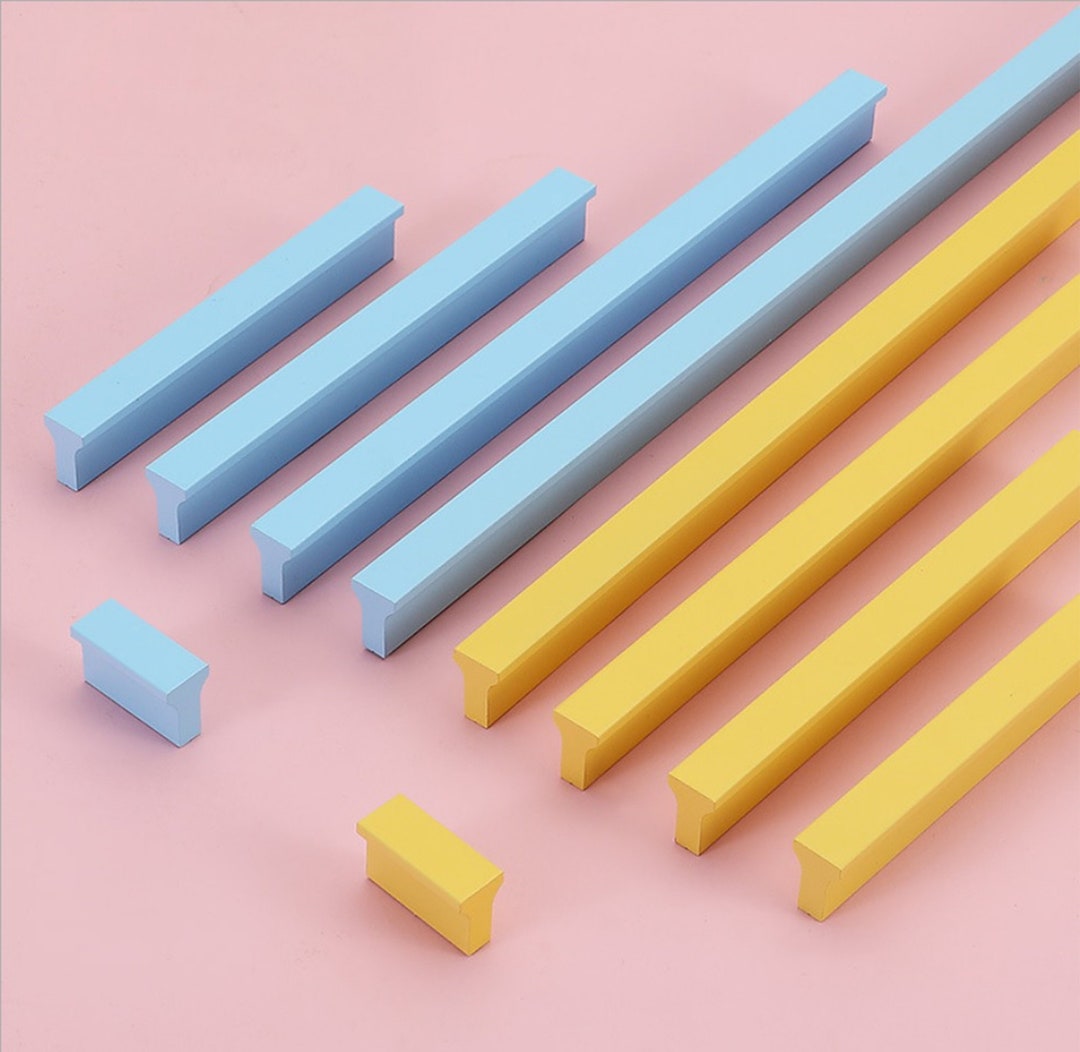 7.5612.6 Long Yellow Blue Cabinet Handles Drawer Handles Cabinet Pulls ...