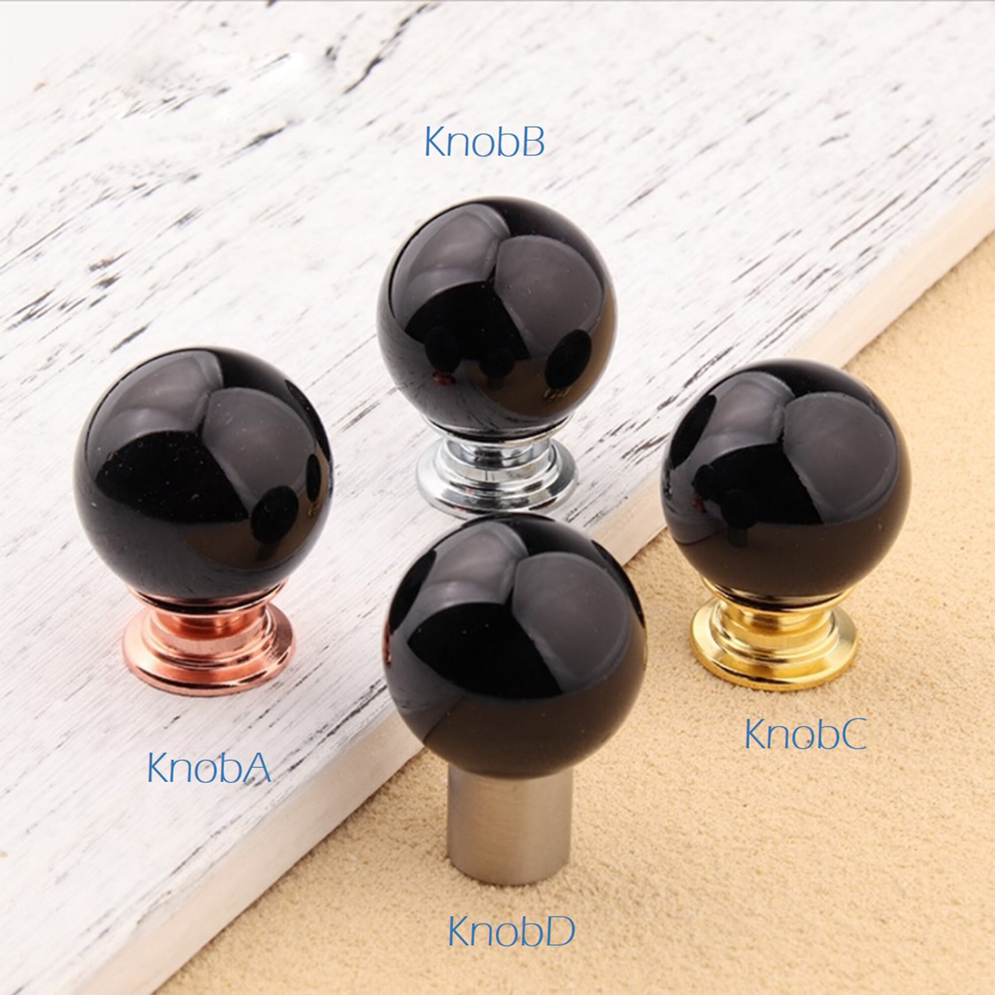 1.2 Black Glass Ball Drawer Knobs Cabinet Knobs Crystal - Etsy