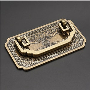 Antique Bronze Asian Cabinet Door Pulls Vintage Kitchen Drawer Pulls ...