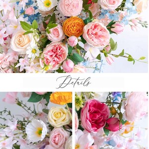 Spring Pastel Colors Wedding Arch Floral Arrangement (blue, Orange ...