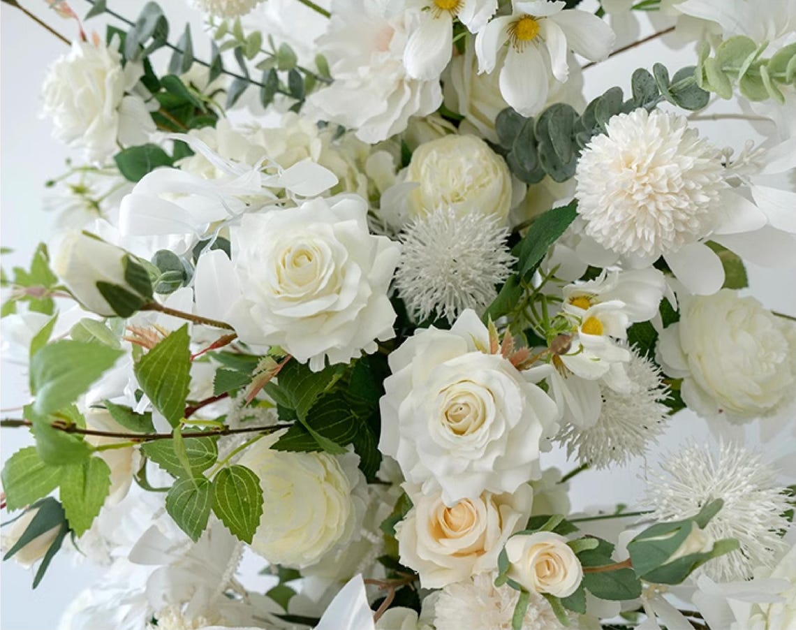 Classic Elegant White Greenery Colors Wedding Arch Floral Arrangement ...