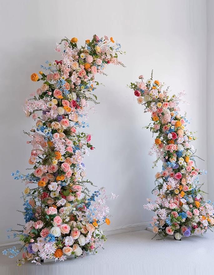 Spring Pastel Colors Wedding Arch Floral Arrangement (blue, Orange, Pink, Blush) - Etsy