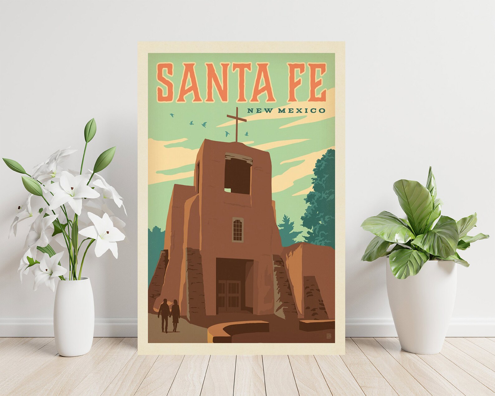 Santa Fe City Poster Travel New Mexico Print Vintage Art | Etsy