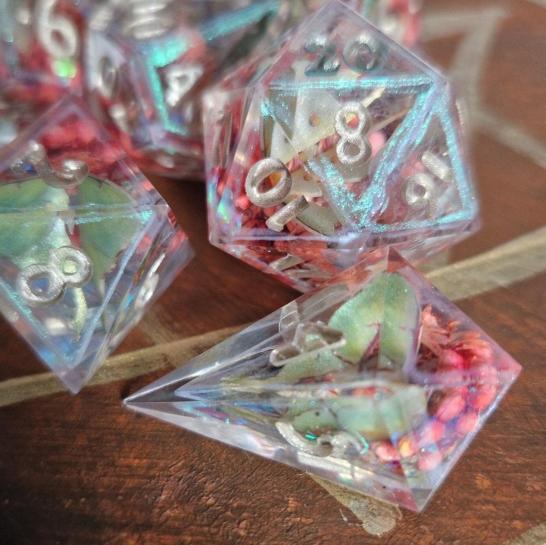 Sharp Edged Dice Set Luna Moth Caged in the Fae Realm D&D TTRPG ...